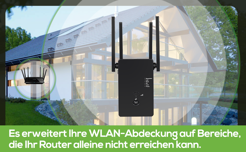 WLAN Repeater WLAN Verstärker 1200 Mbit/s,WiFi Repeater Dual-Band WiFi Booster Internet ...