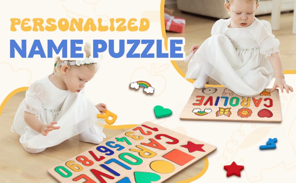 Amazon.com: Name Puzzle for Kids Personalized, Custom Wooden Number ...