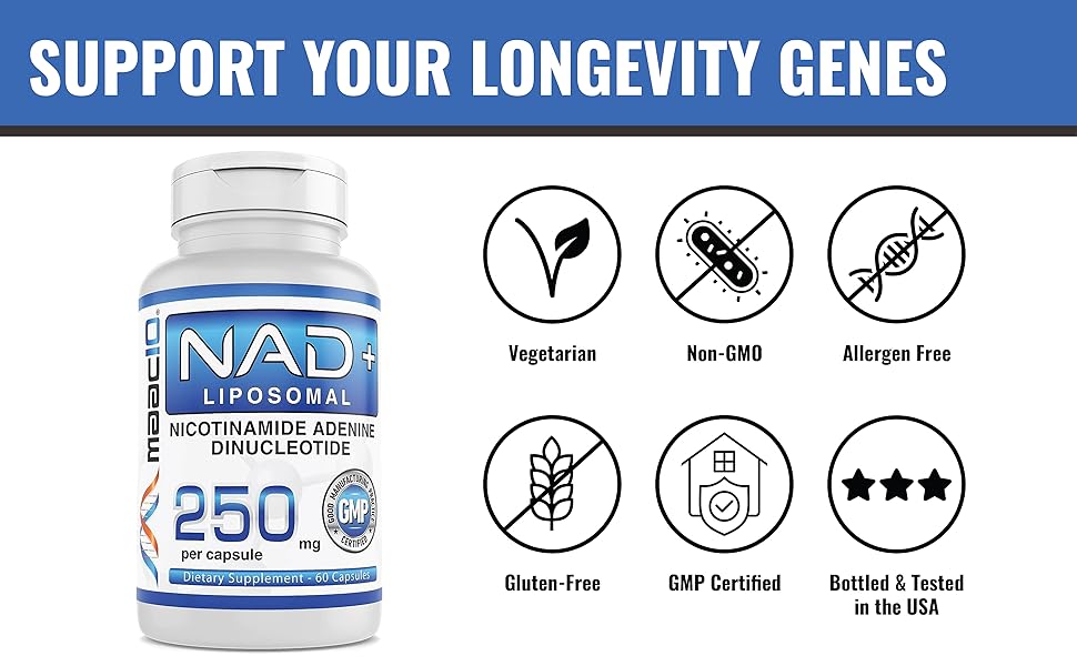 Amazon.com: MAAC10 Actual NAD+ 500mg Supplement – Experience Real Liposomal NAD+ (Nicotinamide ...