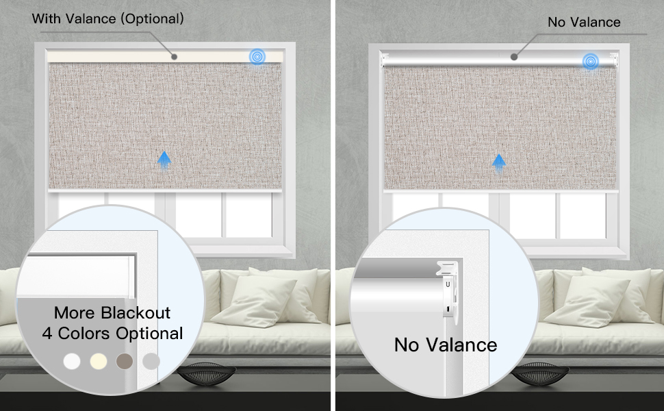 Tokblind Motorized Roller Blinds with Remote Control, Blackout Smart Window Shade Work with ...