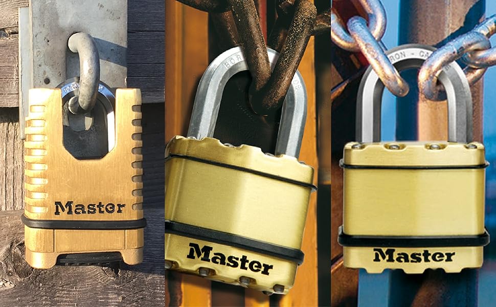 Master Lock Excell Heavy Duty Padlock with Key and Long Shackle - Cut-Proof Boron Carbide 22mm ...