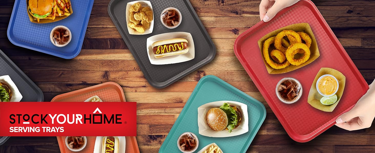 Amazon.com: Stock Your Home Large Plastic Serving Trays for Fast Food ...