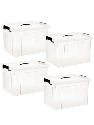 HOHAOO Plastic Storage Box with Lid,4 Pack 40L Storage Boxes Clear ...