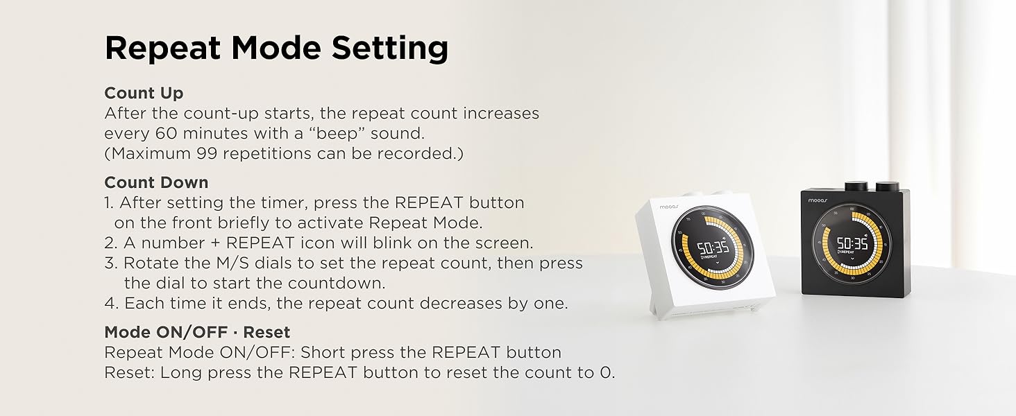 Amazon.com: mooas Time Loop Digital Visual Timer, Rechargeable Wireless, LCD Large Display ...