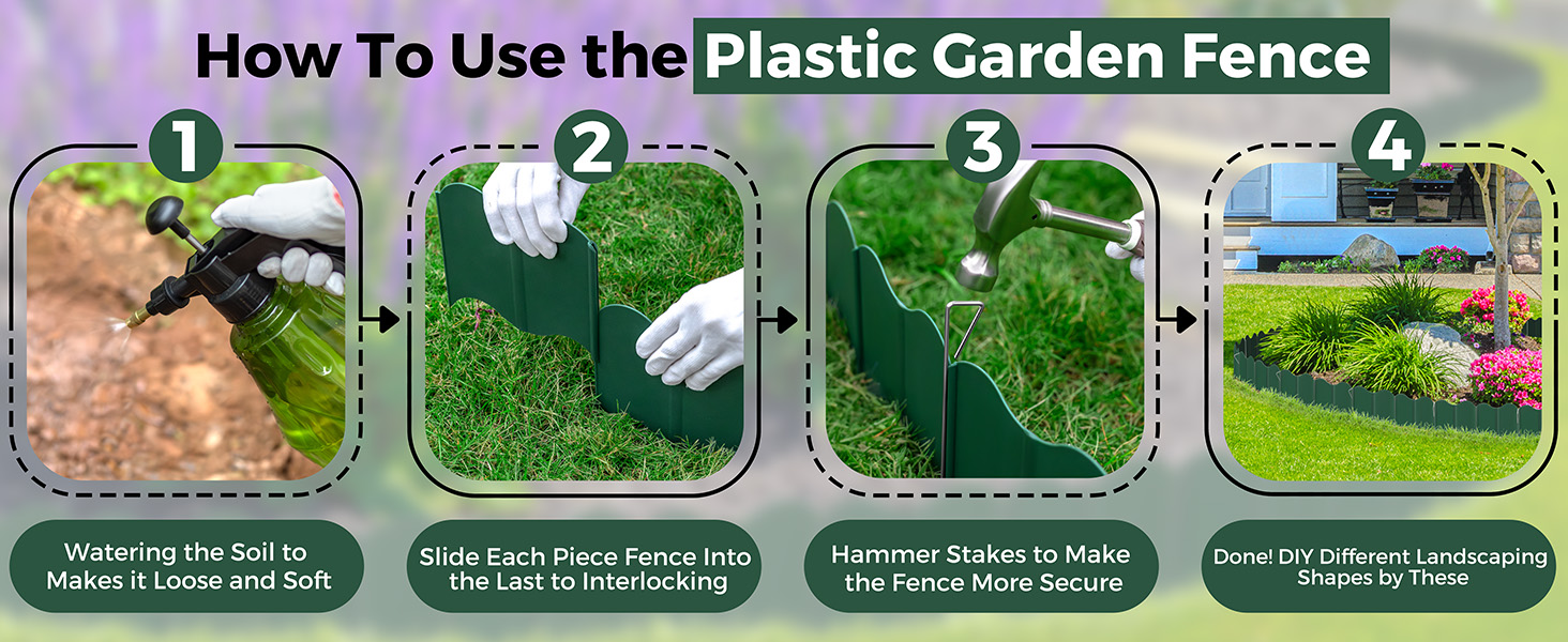 Amazon.com : HIKUIBU Garden Edging Border, 25PCS Plastic Landscape Edging Border No Dig, Garden ...