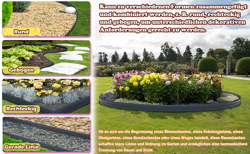 SUBTLETY 30 m fleksibel græsplænekant plast blomsterbed kant have ...