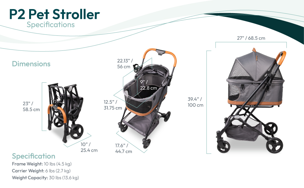 Amazon.com: WONDERFOLD P2 Pet Stroller for Dogs and Cats Featuring Removable Carrier, Snap-Lock ...