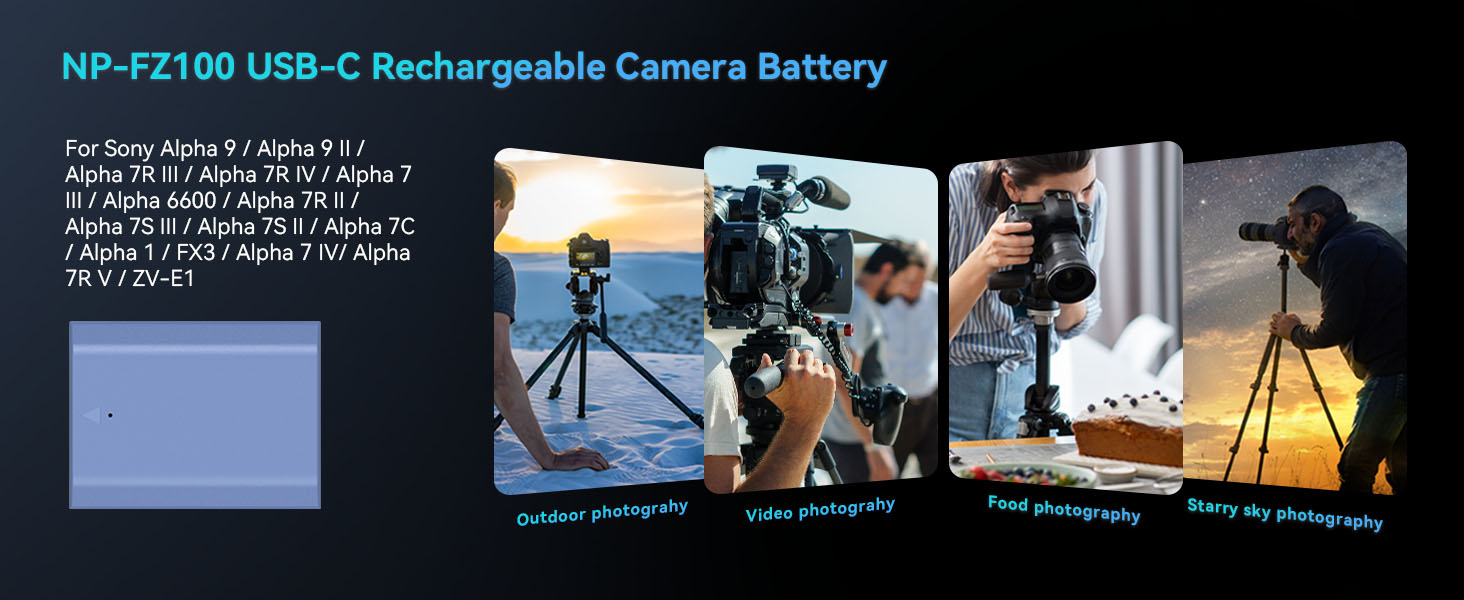 SMALLRIG NP-FZ100 2400mAh Battery for Sony A7R V / A7S III Camera, Rechargeable Camera Battery w ...