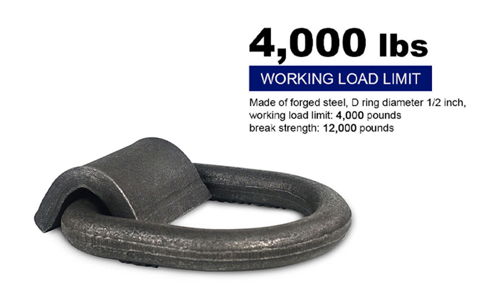 AYMMIC 1/2" Heavy Duty Weld-On Forged D Ring with Welding Clips, D-Ring Tie Down Anchor with ...