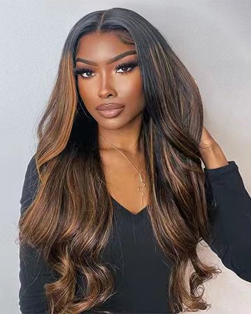 Amazon.com : CHUDI Highlight Honey Blonde Lace Front Wig Human Hair 28Inch 210 Density Body Wave ...