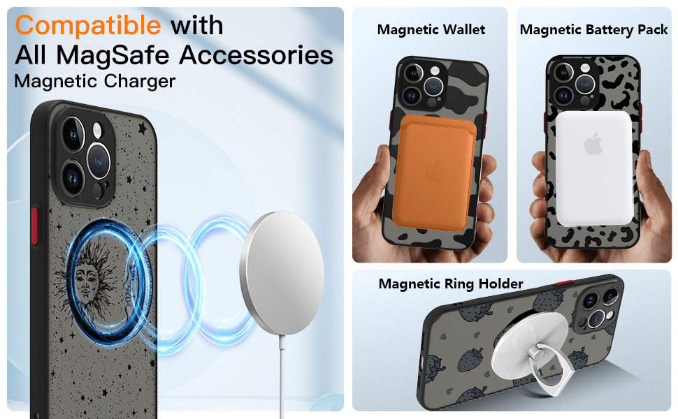 Amazon.com: ZIYE for iPhone 15 Pro Max, Magnetic Phone Case Compatible with MagSafe [Black ...