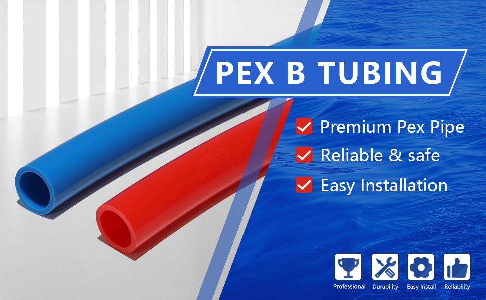 Amazon.com: GUOFIS 1/2 Inch PEX-B Pipe/Tubing, 1 Red Roll x 100 Feet Length PEX Tubing Pipes ...