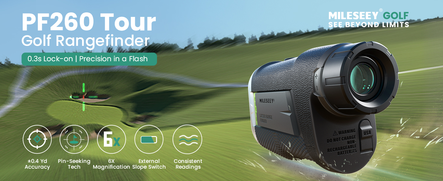 Amazon.com : MILESEEY PF260 Golf Rangefinder with Slope, Removable Battery Power, 1100 yd ...