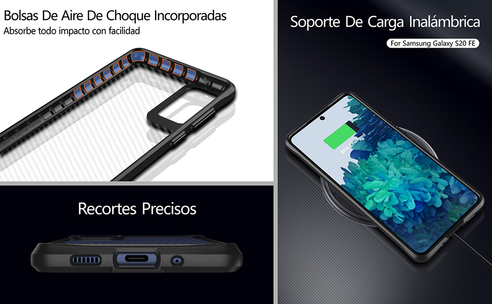 Rayboen - Funda para Samsung Galaxy S20 FE, diseño de fibra de carbono [protección de grado ...