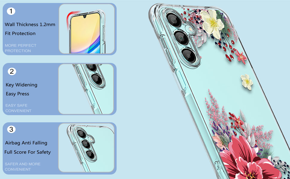 Amazon.com: Osophter for Galaxy A16 5G Case: Clear Women Girls Boys with Screen Protector ...