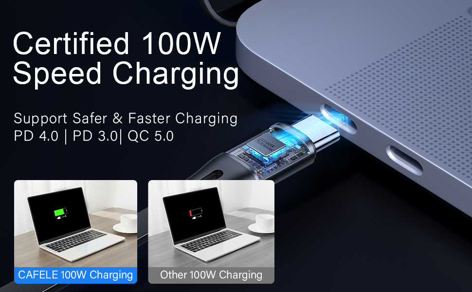 CAFELE [2023 Upgraded Retractable] USB C Cable 100W Super Fast Charging Cable, 3 in 1 ...