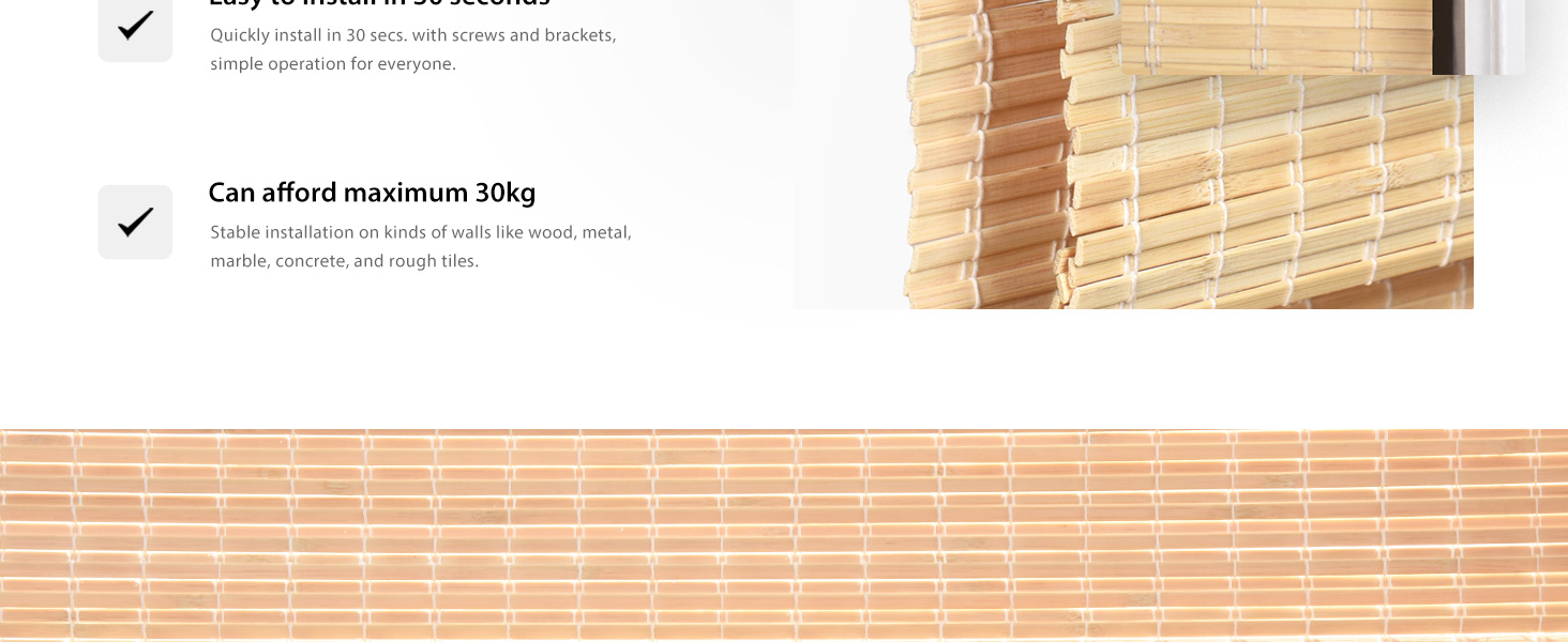 Amazon.com: LazBlinds No Tools No Drill Cordless Bamboo Roman Shades ...