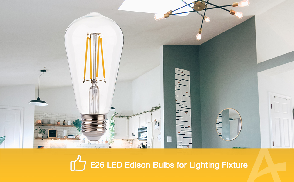 Anbujude Dimmable LED Edison Bulbs 100W Equivalent, 8W ST58 Vintage LED Filament Edison Light ...