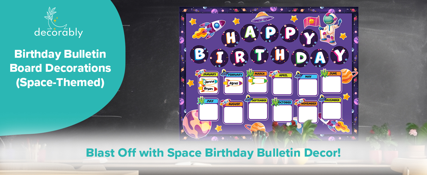 Amazon.com : 105Pcs Space Birthday Bulletin Board Decorations Set with ...
