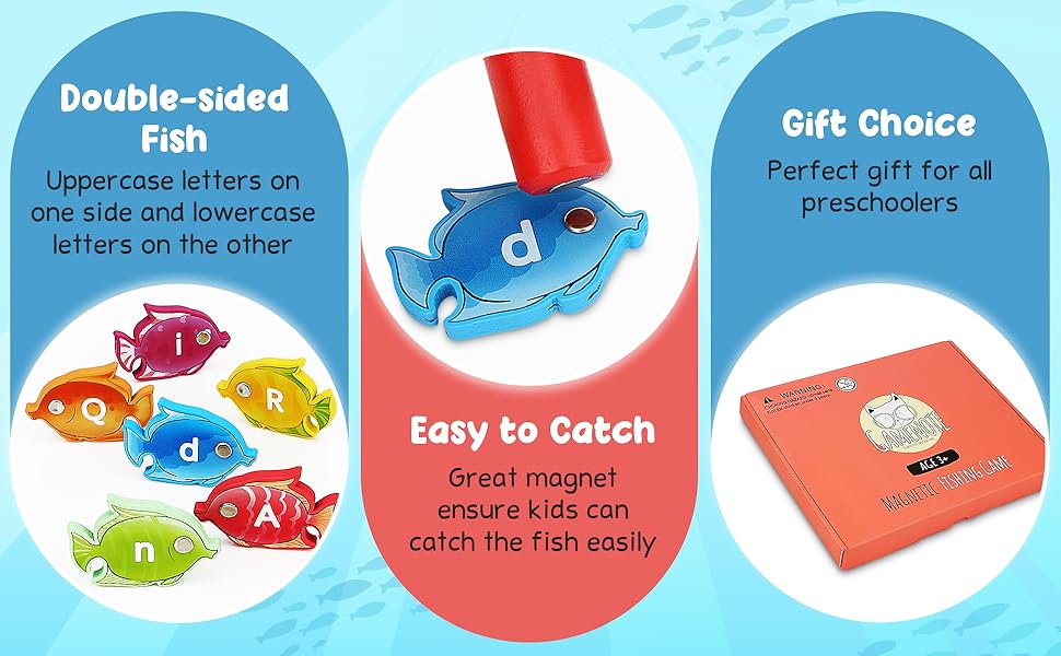 Amazon.com: GAMENOTE Wooden Magnetic Fishing Game, ABC Alphabet Color ...