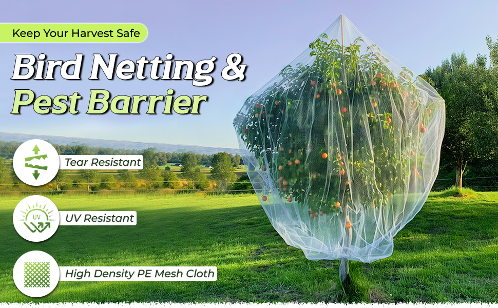 Amazon.com : 2 Pcs Fruit Tree Netting with Zipper & Drawstring, 6ft x 6ft Insect & Bird Netting ...