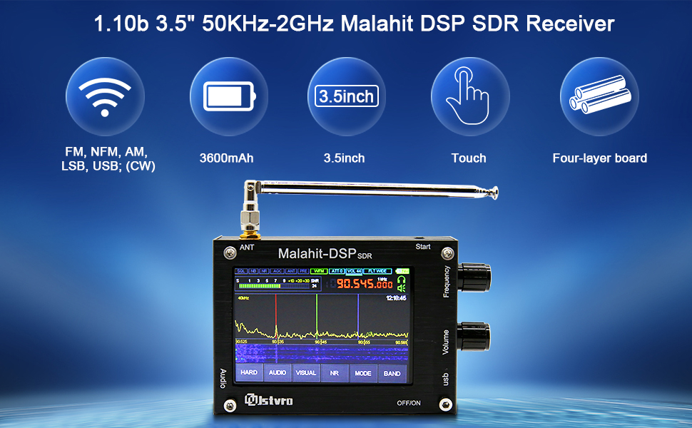 Amazon.com: 1.10d 3.5" 50KHz-2GHz DSP SDR Receiver Malahit DSP SDR Receiver, Upgrade Version ...