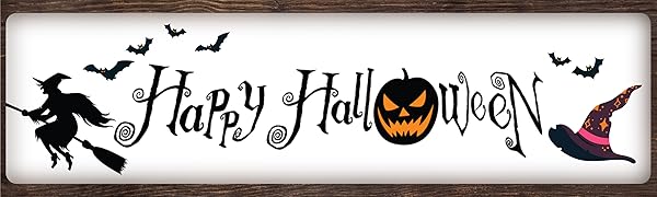 Amazon.com: Halloween Welcome Sign for Front Door Standing, Witch Hat ...