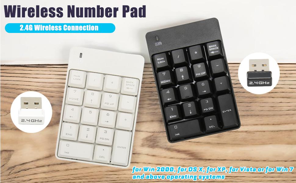 Wireless Number Pad, 2.4GHz Numeric Keypad, Portable Mini USB Keypads ...