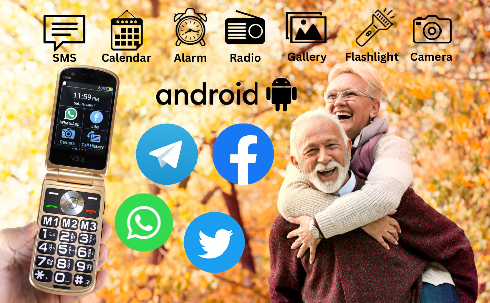 V540 4G entsperrt Clamshell Handy, Große Tasten, Dual Screen mit großer Tastatur, Große Polizei ...