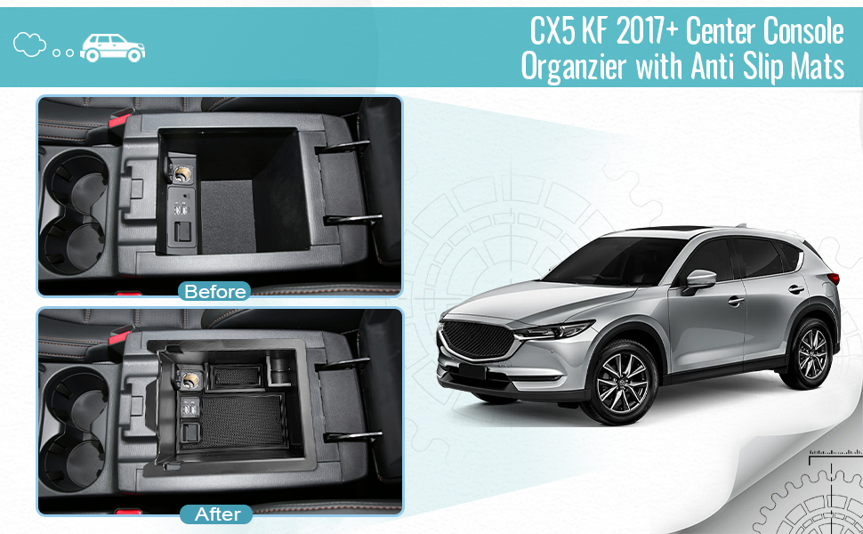 CDEFG Kompatibel mit Mazda CX-5 CX5 KF 2017-2023 2024 Mittelkonsole Organizer Aufbewahrungsbox ...