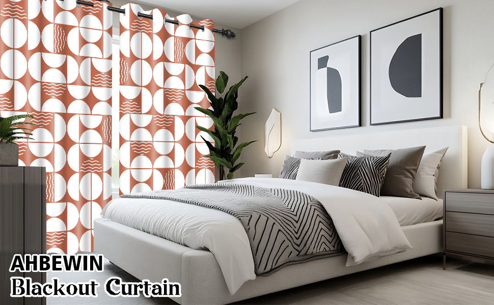Amazon.com: Retro Patterned Curtains 2 Panels, Modern Geometric Boho Circle Mid Century Blackout ...