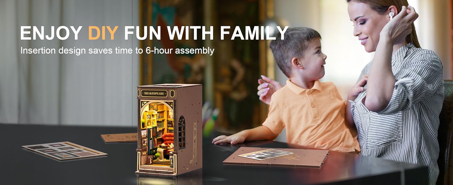 Amazon.com: Rowood Book Nook,DIY Book Nook Kits for Adults,3D Wooden Puzzle Bookend Miniature ...