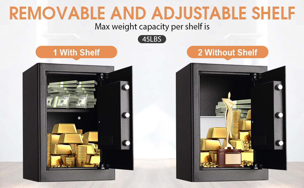 2.6 Cubic Feet Large Home Safe Fireproof Waterproof, Digital Home Security Safe Box with ...