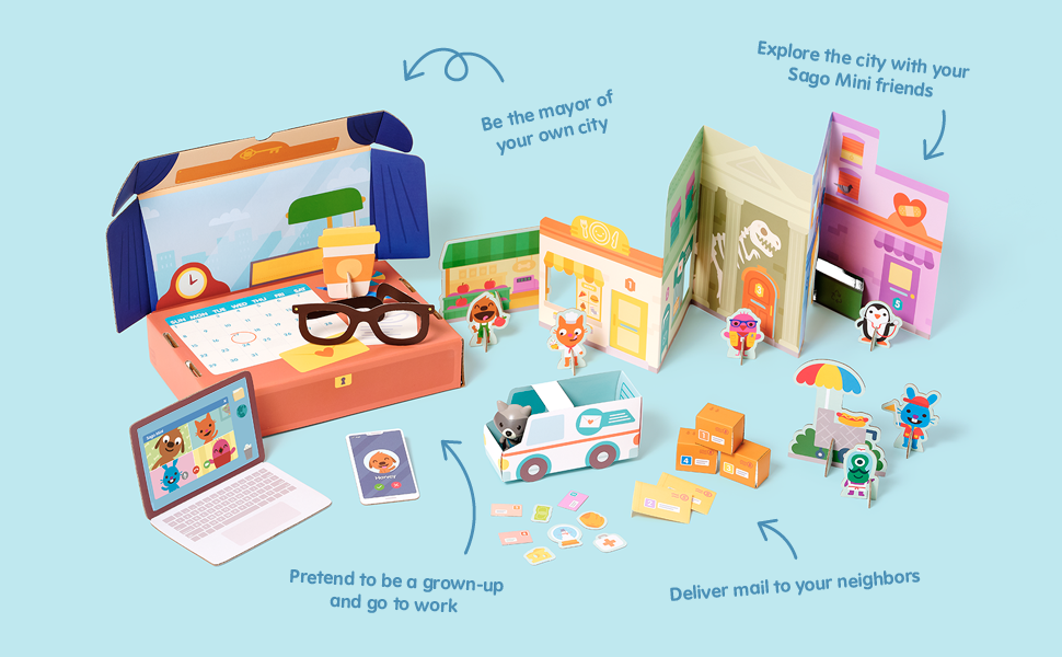 Sago Mini Big City, Activity Box with Pretend Play Toys & a Collectible Toy Figure, Kids Toys ...