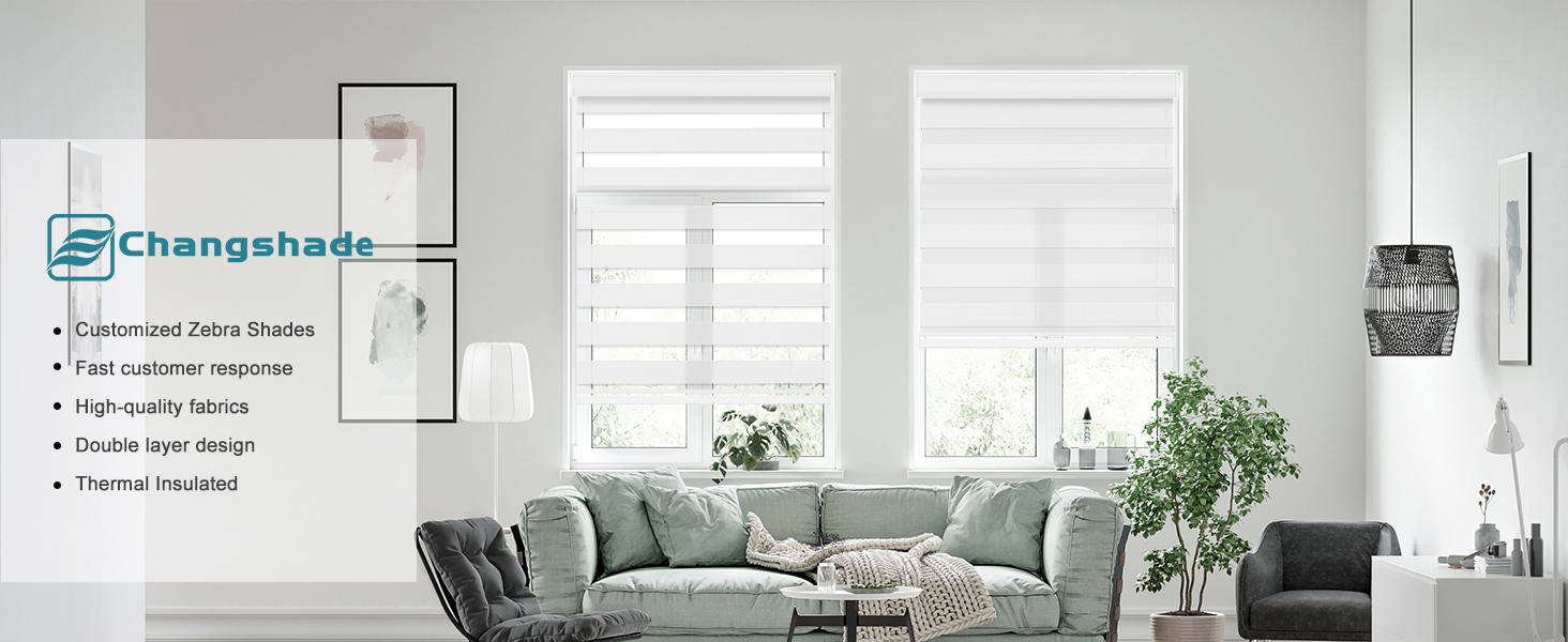 Amazon.com: Changshade Custom Size Cordless Zebra Blinds for Indoor Window Light Control Dual ...