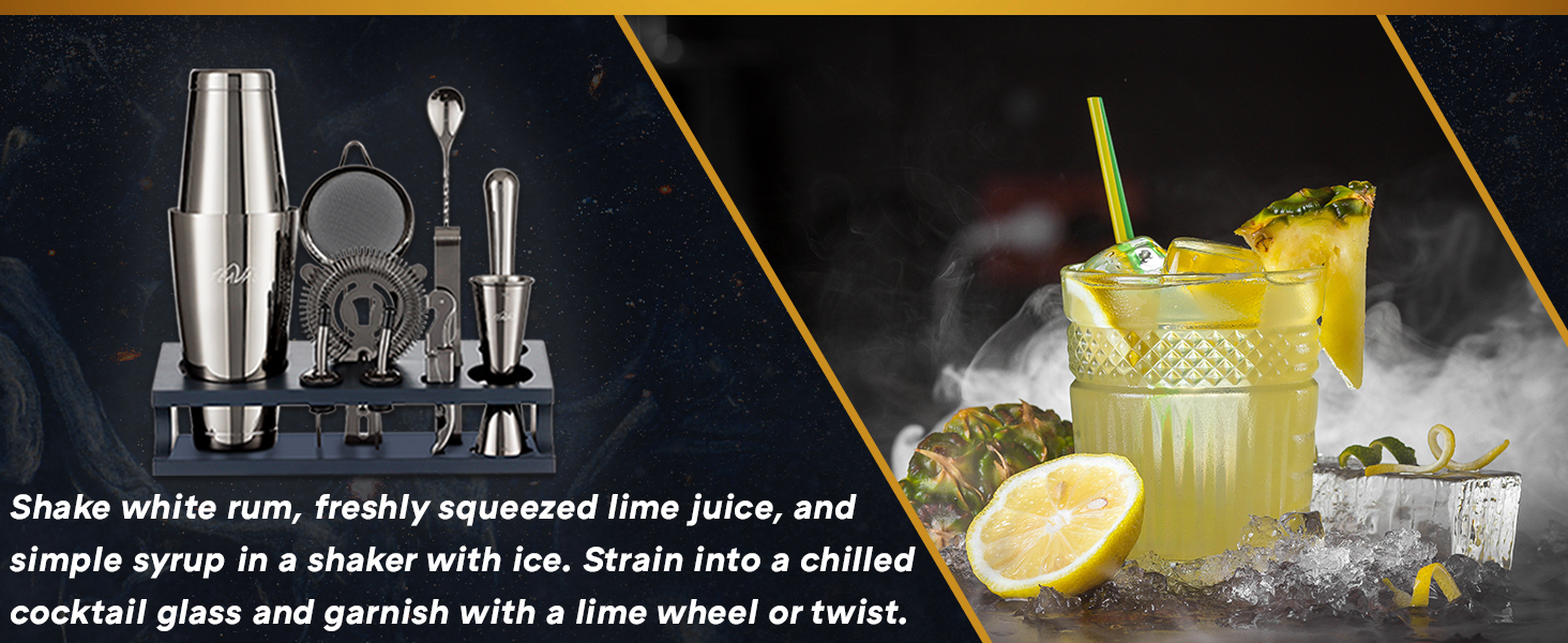 Amazon.com: TEAVAS Mixology Black Bartender Kit with Japanese Jigger & Stand - 13 Piece ...