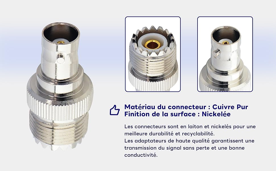 Boobrie 2 X Adaptateur RF BNC UHF Connecteur Coaxial BNC Femlle vers SO239 UHF Femelle ...