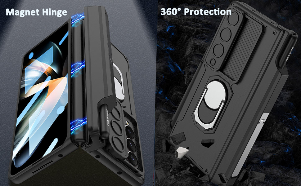 Amazon.com: NINKI Compatible Camera Cover Case for Samsung Galaxy Z Fold 4 with Magnetic Hinge ...