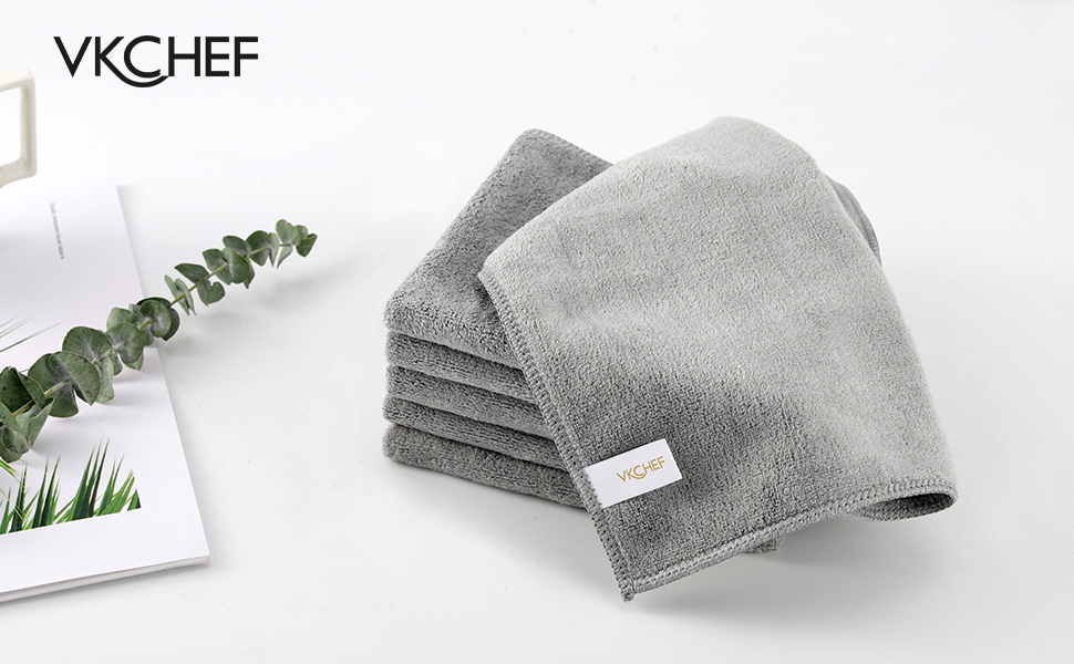 Amazon｜VKCHEF マイクロファイバークロス ふきん 厚手 強力吸水 速乾 クリーニングタオル キッチンタオル 業務用 ぞうきん 洗車 雑巾 食器 窓鏡 台拭き 【10枚 グレー 30 ...