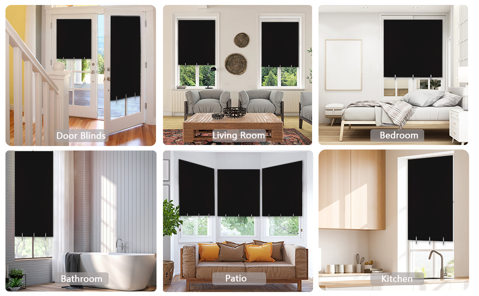 Amazon.com: Blackout Shades No Drill Cordless Window Blinds Cut to Size Roll up Adjustable Easy ...