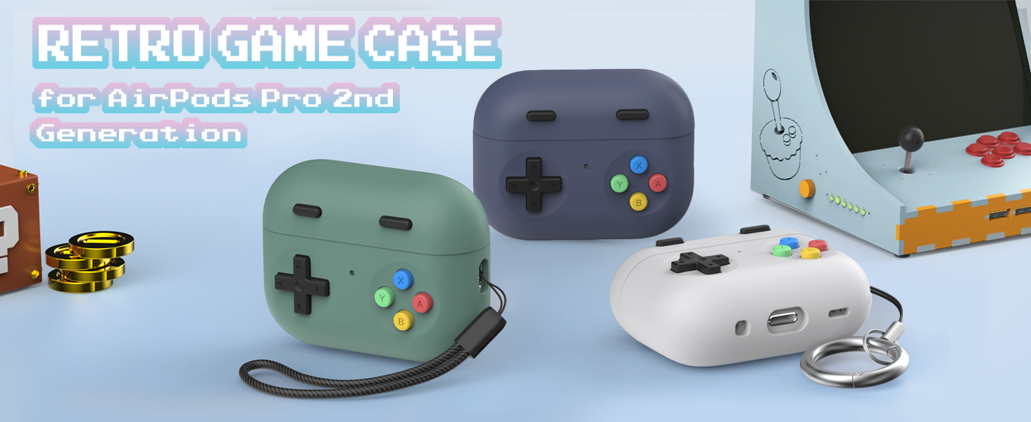 Delidigi for AirPods Pro 2 Case Cover Retro Handheld Game Console Design Silicone Protective ...