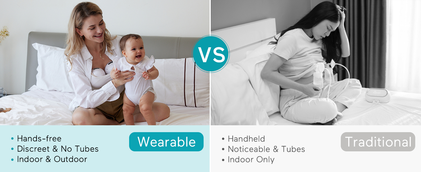 Amazon.com : Paruu P10 Hands Free Breast Pump Wearable, 338mmHg Strong Suction, Low Noise, 4 ...