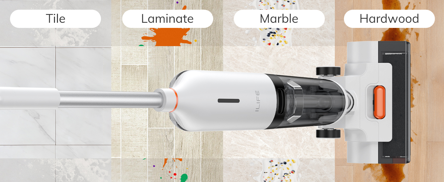 ILIFE W90 Cordless Vacuum Cleaner Dry Wet Dual Cleaning Modes Wireless Mopping Sweeping Machine ...