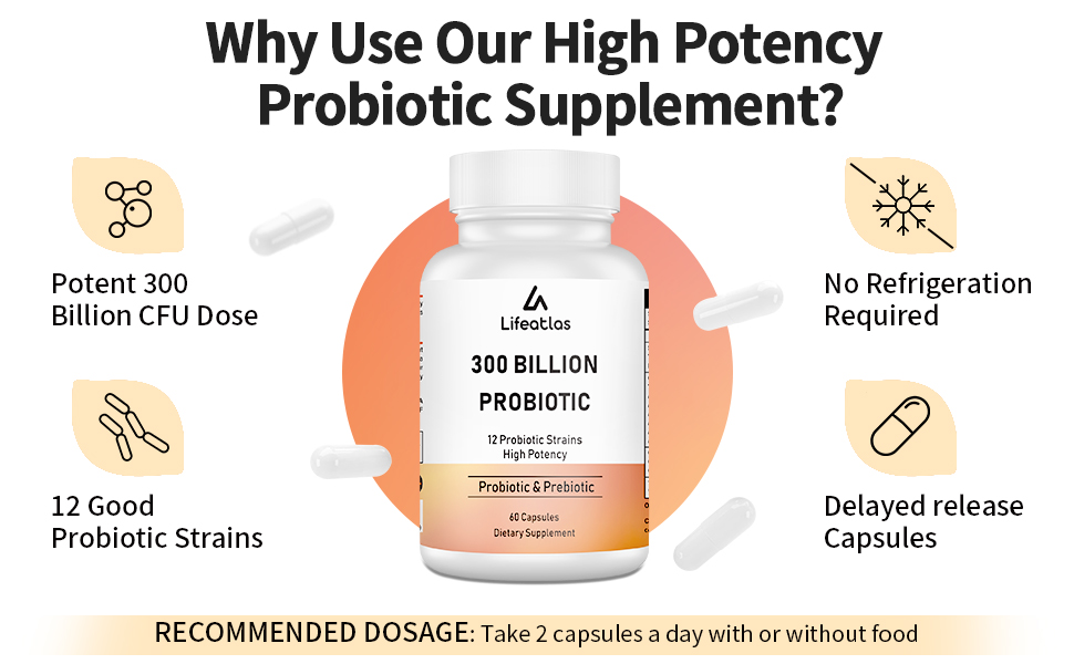 Amazon.com: 300 Billion CFU Probiotics - Probiotics for Women and Men, 12 Probiotic Strains Plus ...