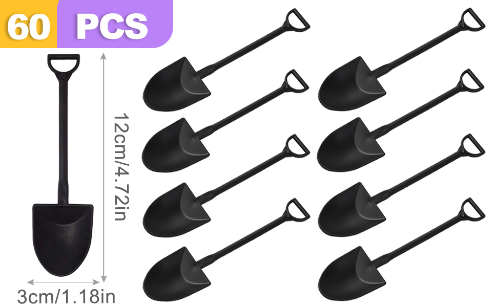 Amazon.com: ZeriLion 60 Pcs Black Mini Plastic Shovel Spoons for Desserts - Tiny Disposable ...