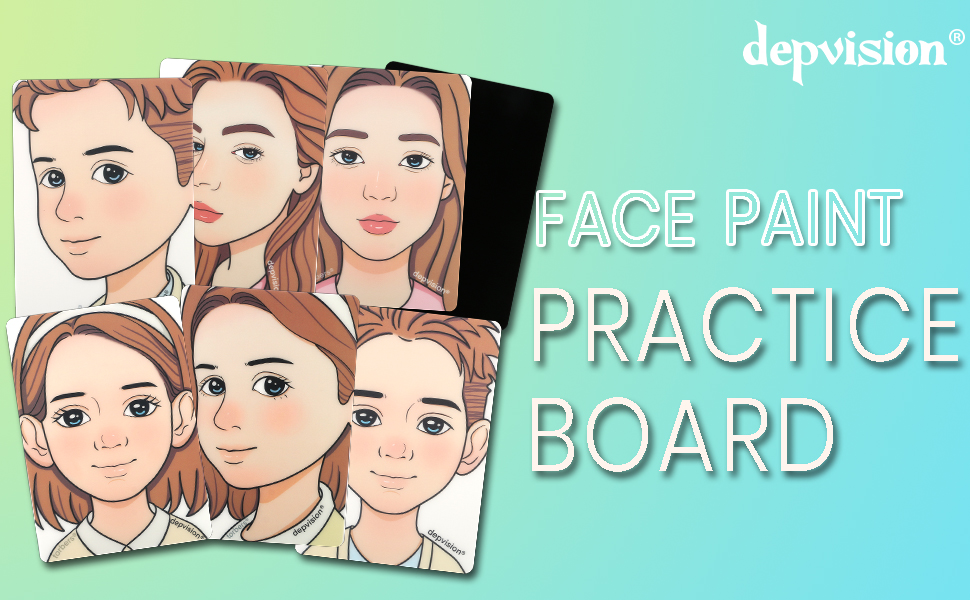 Amazon.com : Depvision Reusable Face Paint Practice Board,4 Colorful ...