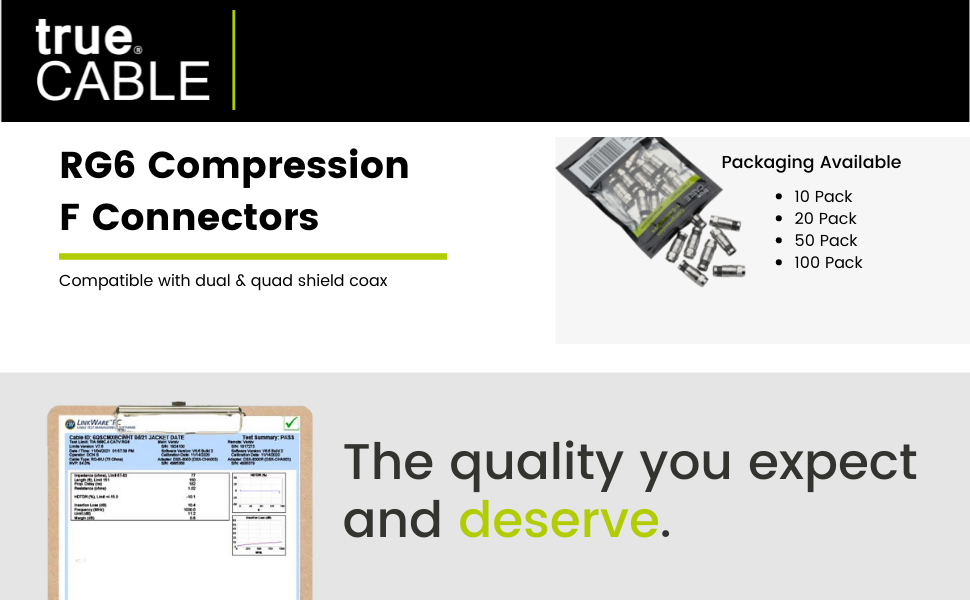 Amazon.com: trueCABLE Universal Easy Fit RG6 & RG6Q Compression F ...