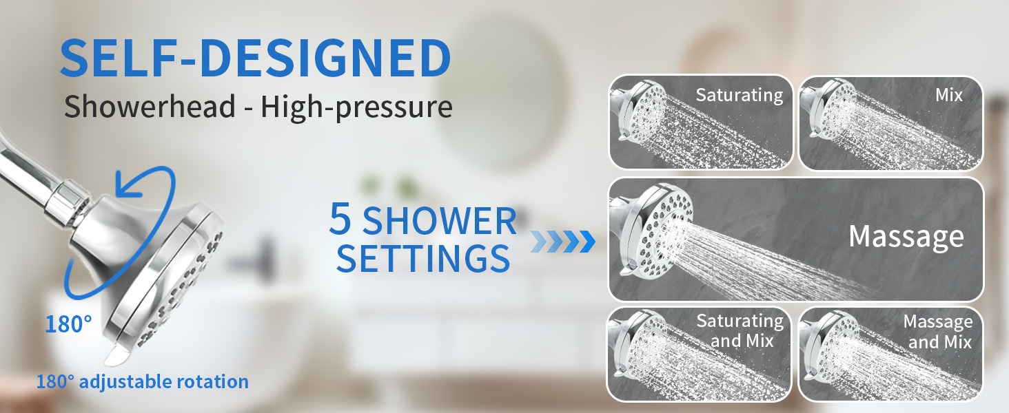 OURBAOFU Tandem Shower Heads, Double Shower Head for Couples, Dual Shower Head System for Two ...