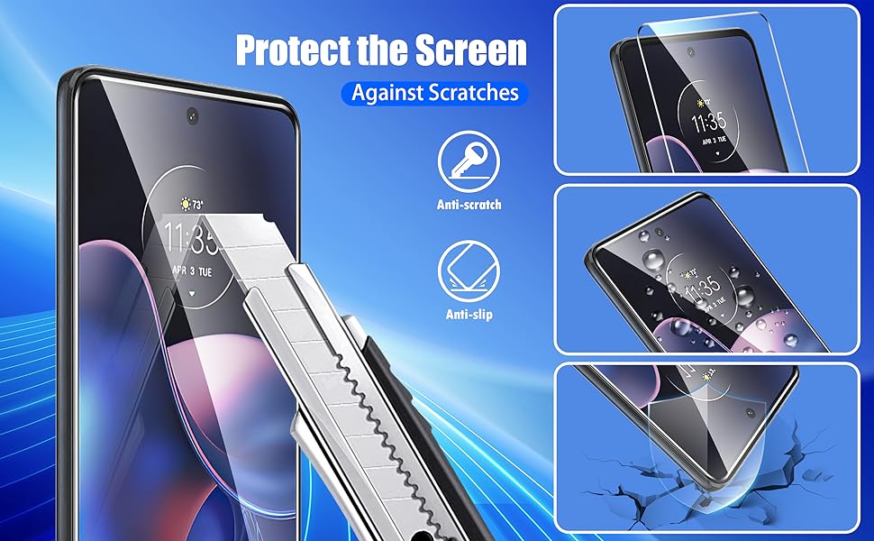 Amazon.com: RONFUS 3 Pack Compatible for Motorola Edge 2022 Tempered Glass Screen Protector,Case ...