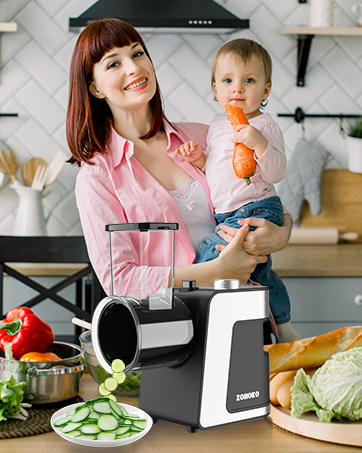 Amazon.com: ZOHOKO Electric Cheese Grater 5-in-1, 250W Professional Automatic Shredder with 5 ...